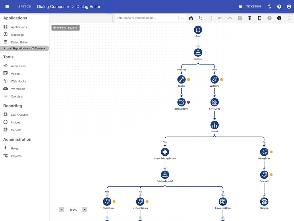 Spitch Virtual Assistant App Integration with Zendesk Support